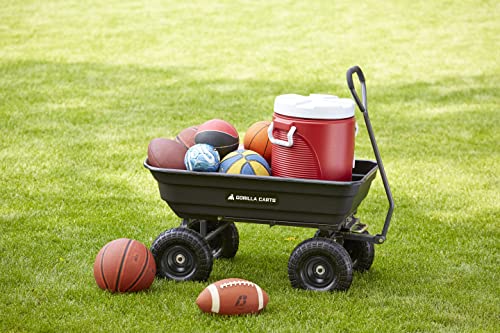 Gorilla Carts GOR4PS Poly Garden Dump Cart with Steel Frame and 10-in. Pneumatic Tires, 600-Pound Capacity, Black