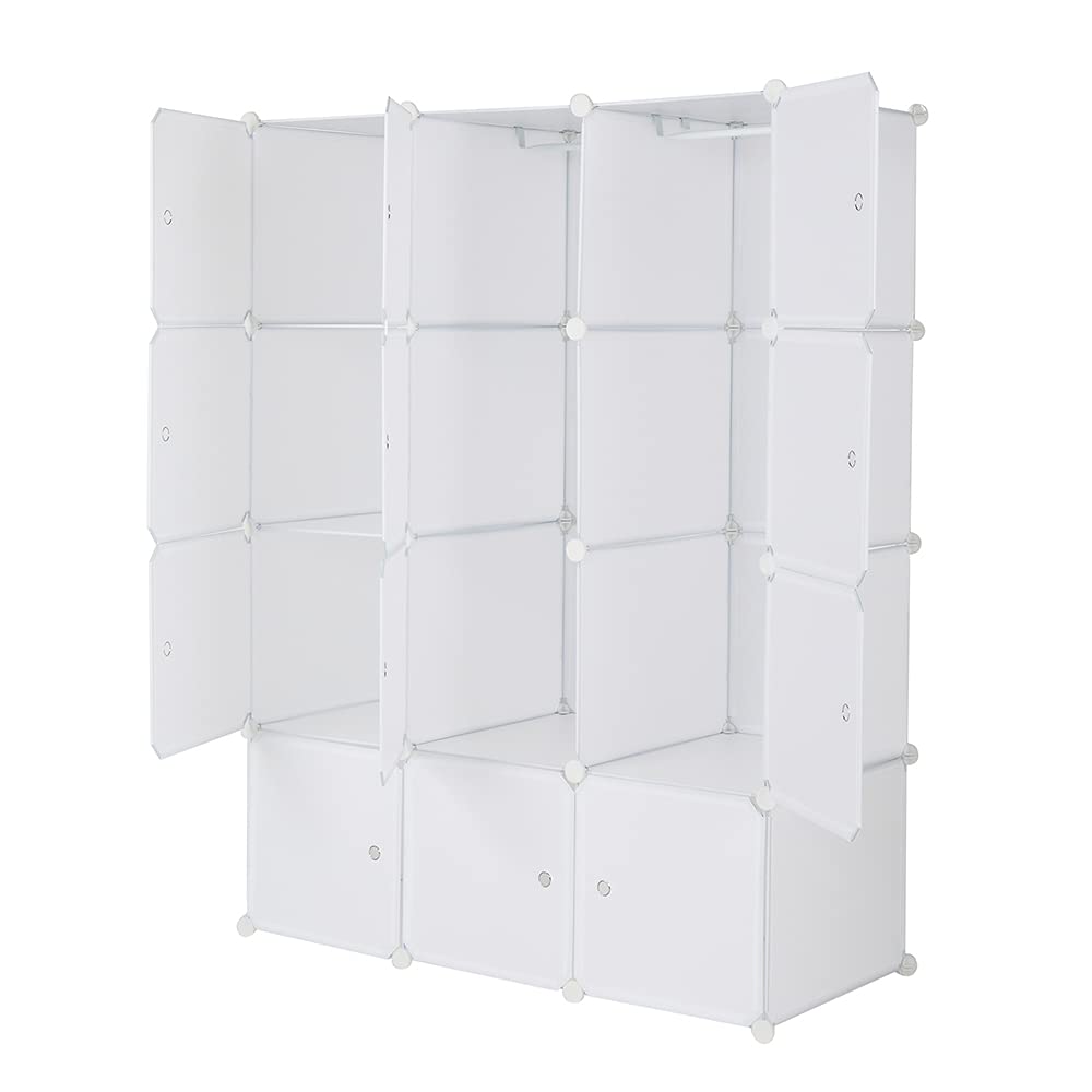 Practical and Stylish Multifunctional Modular Closet Cabinet with Stackable Plastic Cube Storage Shelves and Hanging Rod