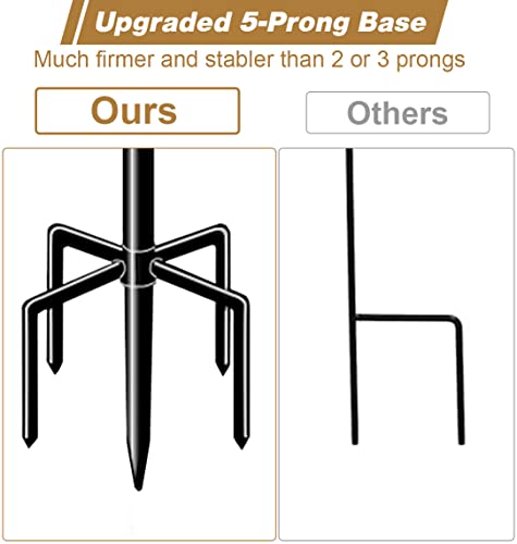 Whoonba 51 Inch Tall Garden Flag Stand Holder with 5 Prong Base, Yard Flag Pole Holder for 12x18 Outdoor Small Flag Decor with Two Spring Stoppers and a Tiger Clip, 1 Pack