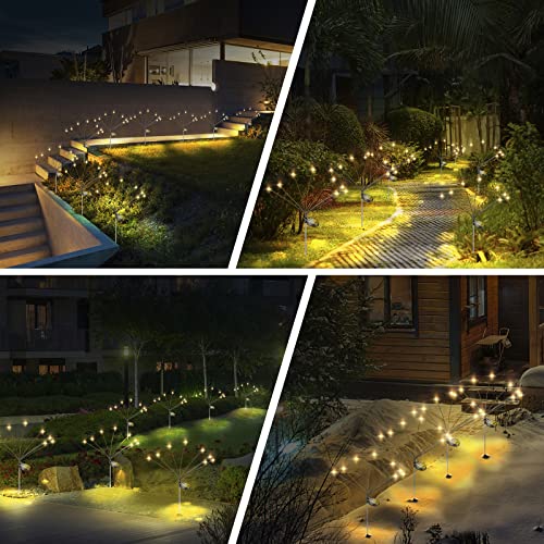 Solar Firefly Lights, Solar Outdoor Lights Garden Lights Outdoor Waterproof, Firefly Lights Solar Outdoor, Starburst Swaying Garden Lights for Path Fence, Swaying When Wind Blows (2 Pack, Warm White)
