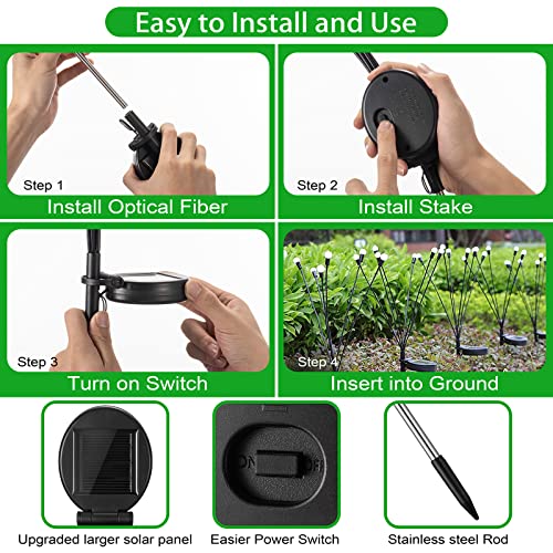 Solar Firefly Lights, Solar Outdoor Lights Garden Lights Outdoor Waterproof, Firefly Lights Solar Outdoor, Starburst Swaying Garden Lights for Path Fence, Swaying When Wind Blows (2 Pack, Warm White)