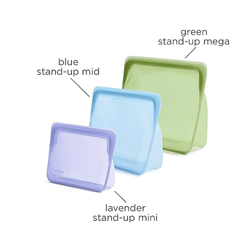 Stasher Premium Silicone Reusable Food Storage Bags, 3-Pack, Multi | Multi-Use Food Storage Bags, Lunch Bag, Travel Containers | BPA Free, Leak-free, Dishwasher-Safe, Eco-friendly