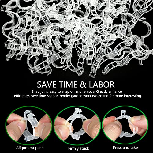 Dalzom® 300Pcs Tomato Clips, Plastic Trellis Clips Plant Support Clips, Plant Clips for Support, Grape Vine, Tomato Vine, Vegetables Plants, Garden Clips to Grow Upright Makes Plants Healthier