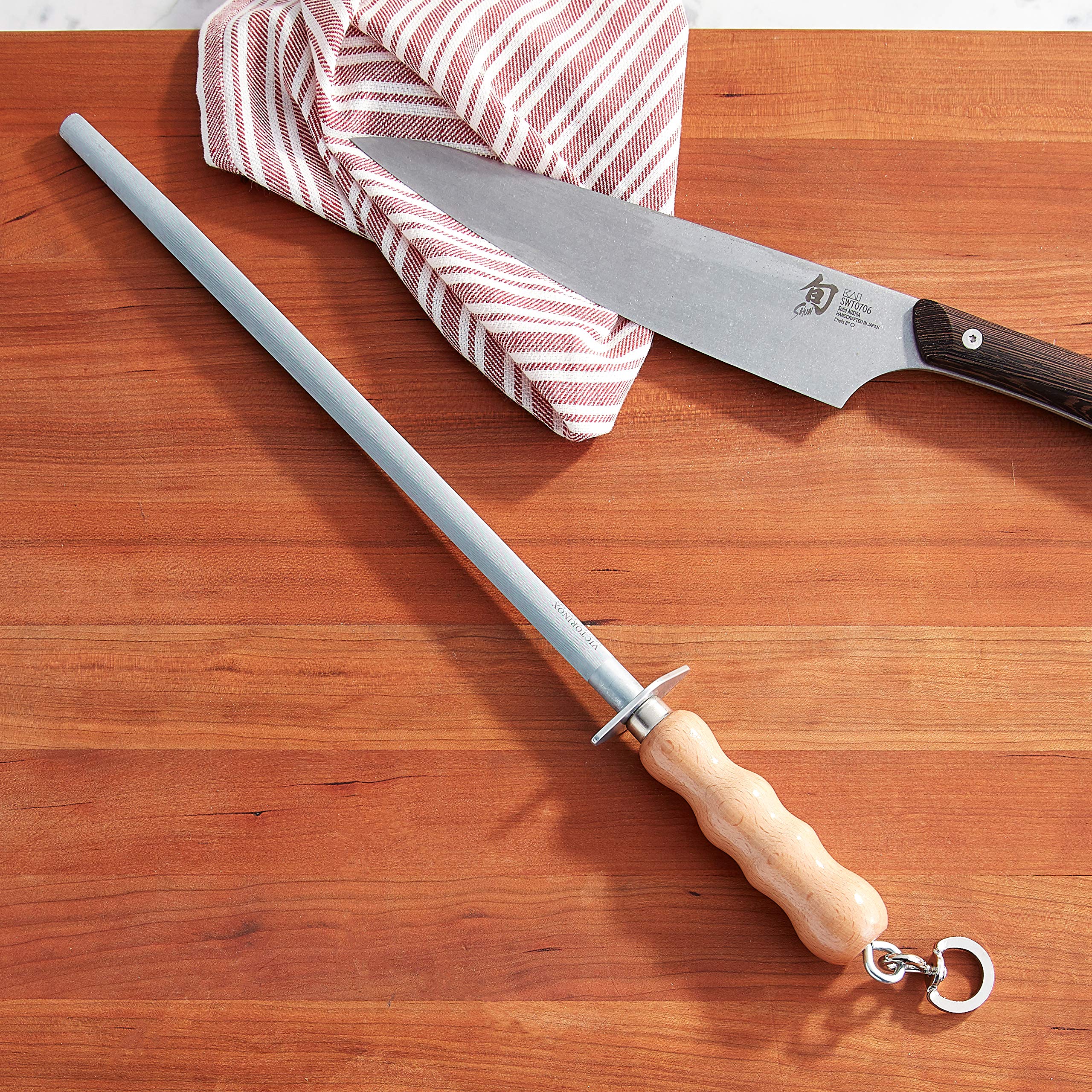 Victorinox Light Steels-Specialty 12" Helical Cut Round Wood Handle with Hangtag, 12 inch, Multi