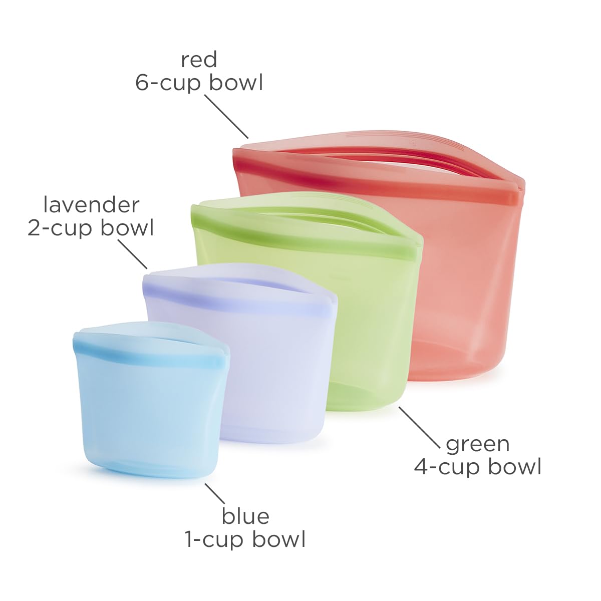 Stasher Premium Silicone Reusable Food Storage Bags, 4-Pack, Multi | Multi-Use Food Storage Bags, Lunch Bag, Travel Containers | BPA Free, Leak-free, Dishwasher-Safe, Eco-friendly