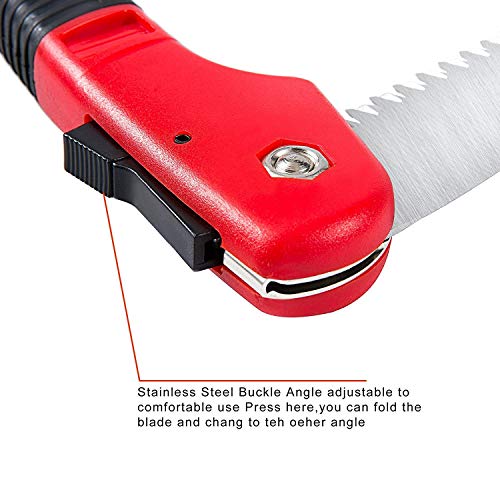FLORA GUARD Folding Hand Saw, Camping/Pruning Saw with Rugged 7.7 Inch Blades Professional Folding Saw Razor Tooth Sharp Blade Solid Grip(Red)