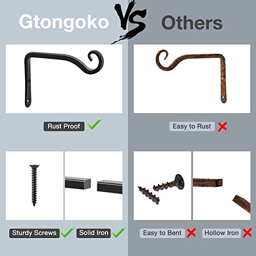 Gtongoko 6-10-15 Inch Sturdy Hanging Plant Bracket - Decorative Plant Hanger for Hanging - 2 Pack (6 Inch)