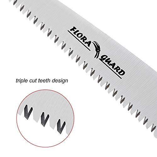 FLORA GUARD Folding Hand Saw, Camping/Pruning Saw with Rugged 7.7 Inch Blades Professional Folding Saw Razor Tooth Sharp Blade Solid Grip(Red)