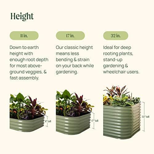 Vego Garden Raised Garden Bed Kits, 17" Tall 6 in 1 Modular Metal Raised Planter Bed for Vegetables Flowers Patio Ground Planter Box-Pearl White