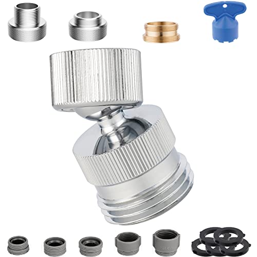 iFealClear Garden Hose Adapter Kit, Sink to Hose Adapter with Swivel Ball Joint, Female 55/64-Inch Aerator+G1/2 Connector, Faucet Aerator Key, Water Filter Adapter Female to Female/Female to Male