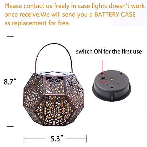 Solar Lantern Hanging Garden Outdoor Lights Metal Waterproof LED Table Lamp