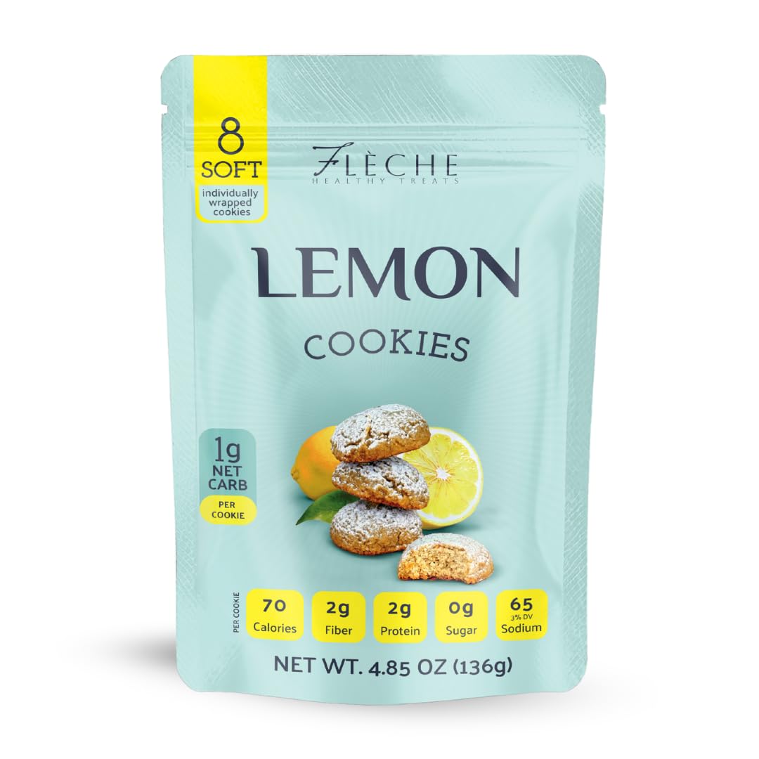 Lemon Cookies, Sugar Free, Low Fat, Gluten Free, Dairy Free, Flèche Healthy Treats, 4.85OZ (Pack of 1)