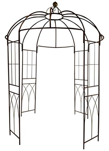 OUTOUR French Style Birdcage Shape Heavy Duty Gazebo,9'Highx 6‘6"Wide,Pergola Pavilion Arch Arbor Arbour Plants Stand Rack for Wedding Outdoor Garden Lawn Backyard Patio,Climbing Vines,Roses,Dark Rust