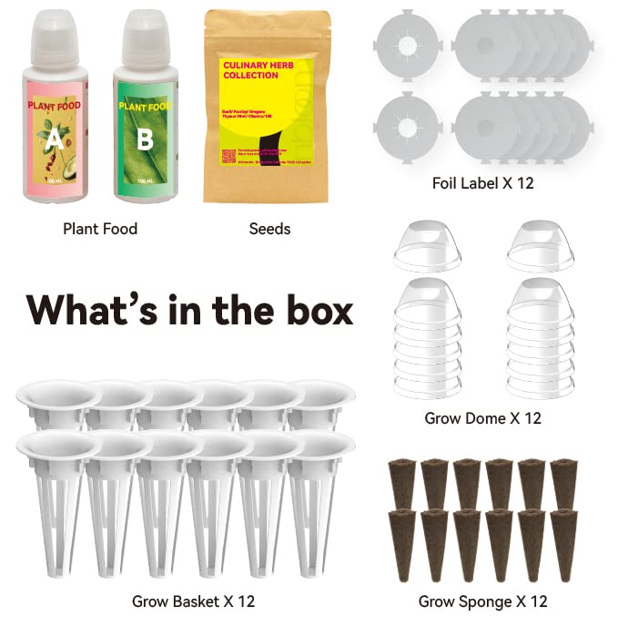 Herb Seed Starter Pod Kit Plant for idoo, Ahopegarden, and inbloom 10 Pods Hydroponics, Indoor Garden, 12-Pods (350+ Seeds Included Basil, Parsley, Oregano, Thyme, Mint, Cilantro, and Dill)