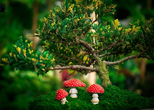 Tree Poetry Mushroom for Garden, Glow in The Dark Fairy Garden Decor Accessories, Micro Landscape, Mushroom Statue