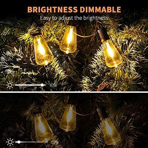 FOOMAN 100FT Outdoor String Lights,Shatterproof Dimmable LED Cafe Lights Waterproof ST38 Connectable Outdoor Patio Lights with 54 Plastic Bulbs for Porch Backyard Garden Bistro(2×50FT)