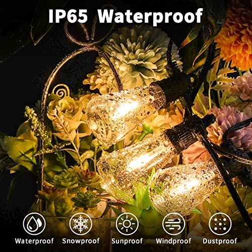 FOOMAN 100FT Outdoor String Lights,Shatterproof Dimmable LED Cafe Lights Waterproof ST38 Connectable Outdoor Patio Lights with 54 Plastic Bulbs for Porch Backyard Garden Bistro(2×50FT)