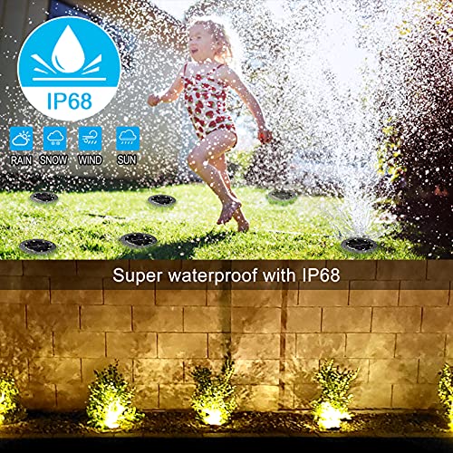 Solar Ground Lights 8 Pack, Ip68 Waterproof Solar Garden Lights Outdoor, Bright Solar Powered Pathway Lights, Led Yard Lights, Solar Landscape Lighting for Yard Lawn Patio Driveway Walkway(Warm White)