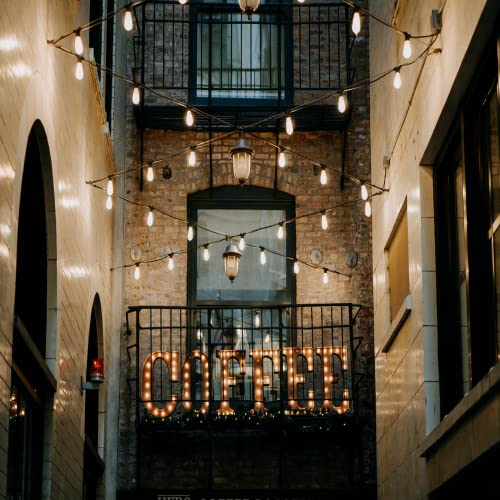 FOOMAN 100FT Outdoor String Lights,Shatterproof Dimmable LED Cafe Lights Waterproof ST38 Connectable Outdoor Patio Lights with 54 Plastic Bulbs for Porch Backyard Garden Bistro(2×50FT)