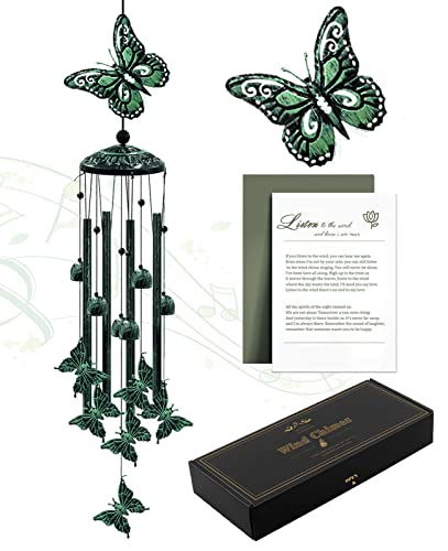 VENBEEL Wind Chimes for Outside, 33" Butterfly Wind Chimes Outdoor, Gifts for Women Mom Grandma Birthday, Memorial Gift for Garden Porch Patio Home Decor