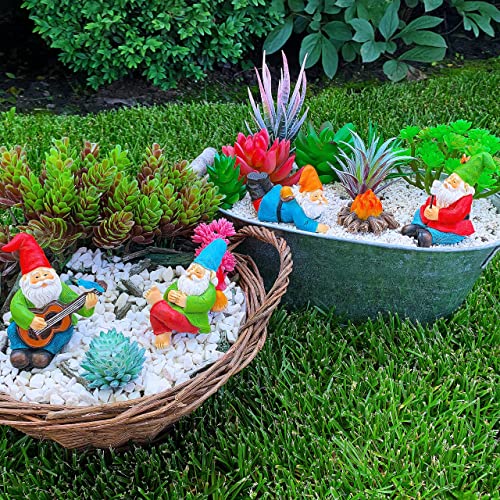 Mood Lab Miniature Garden Gnomes - Camping Gnome Kit of 5 pcs - Figurines & Accessories Set - Outdoor or House Decor