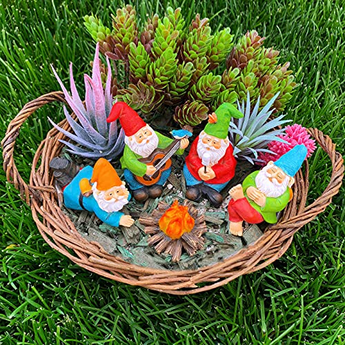 Mood Lab Miniature Garden Gnomes - Camping Gnome Kit of 5 pcs - Figurines & Accessories Set - Outdoor or House Decor
