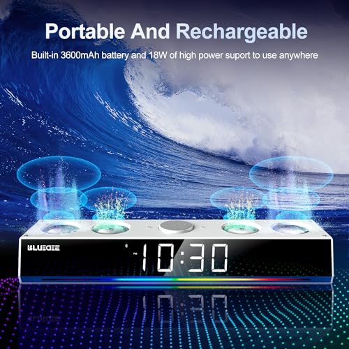 Computer Speakers, Bluetooth Computer Soundbar, 3.5mm Aux-in Computer Speakers for Desktop Monitor, Computer Sound Bar with Deep Impactful Bass, Gaming Speakers for PC