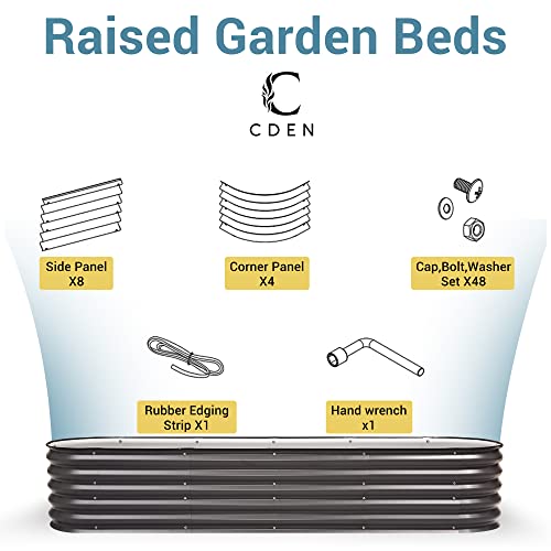 CDEN Aluzinc Raised Garden Bed Kit,Planter Raised Bed,17" Tall,9 in 1 Series for Flowers、Vegetables、Fruites(Starry Grey).