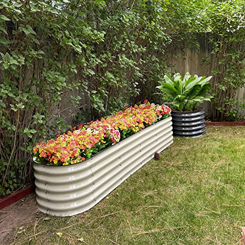 CDEN Aluzinc Raised Garden Bed Kit,Planter Raised Bed,17" Tall,9 in 1 Series for Flowers、Vegetables、Fruites(Starry Grey).