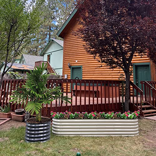 CDEN Aluzinc Raised Garden Bed Kit,Planter Raised Bed,17" Tall,9 in 1 Series for Flowers、Vegetables、Fruites(Starry Grey).