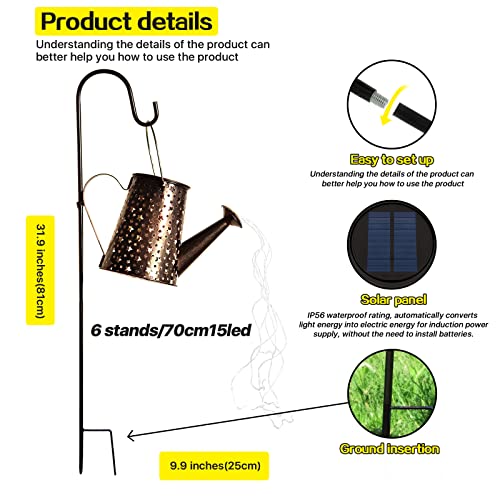 CrfSilky Solar Watering Can with Lights Outdoor Garden Decor Waterproof Star Solar Garden Lights for Table Deck Yard Lawn Patio Pathway Walkway Courtyard Party Decorations Gardening Gifts