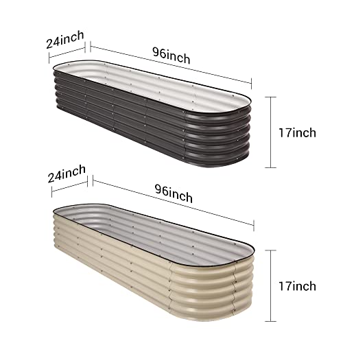 CDEN Aluzinc Raised Garden Bed Kit,Planter Raised Bed,17" Tall,9 in 1 Series for Flowers、Vegetables、Fruites(Starry Grey).
