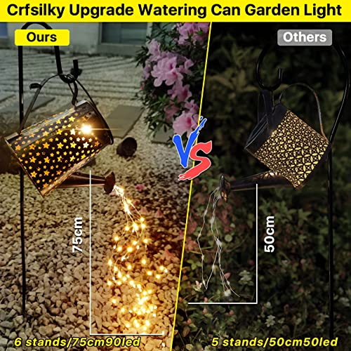 CrfSilky Solar Watering Can with Lights Outdoor Garden Decor Waterproof Star Solar Garden Lights for Table Deck Yard Lawn Patio Pathway Walkway Courtyard Party Decorations Gardening Gifts