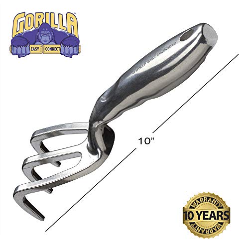 GORILLA EASY CONNECT Heavy Duty Garden Tools with Digging Trowel, Transplant Trowel and Cultivator Hand Rake.