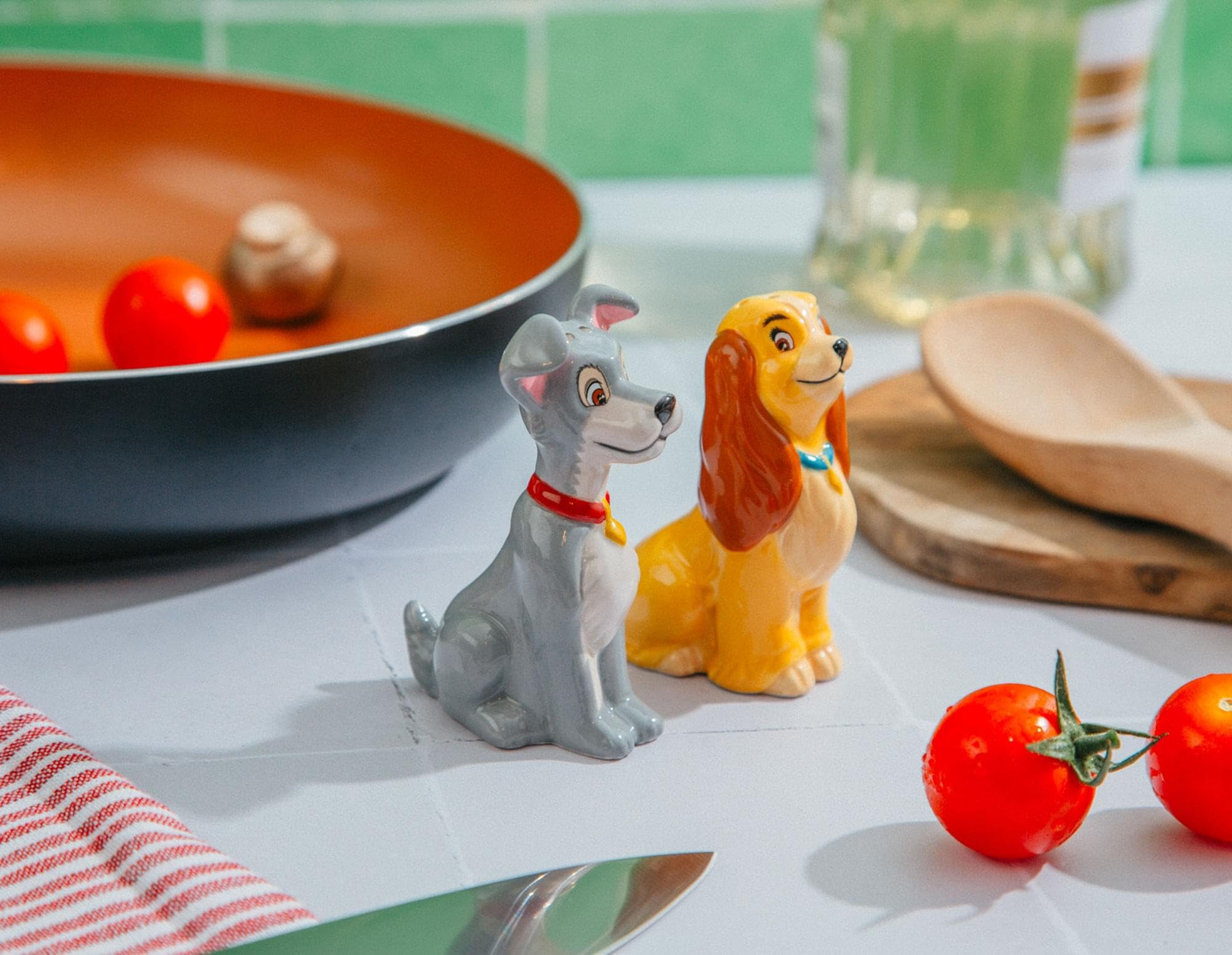 Disney Lady and The Tramp Ceramic Salt and Pepper Shakers, Set of 2 | Spice Dispenser Storage Canisters