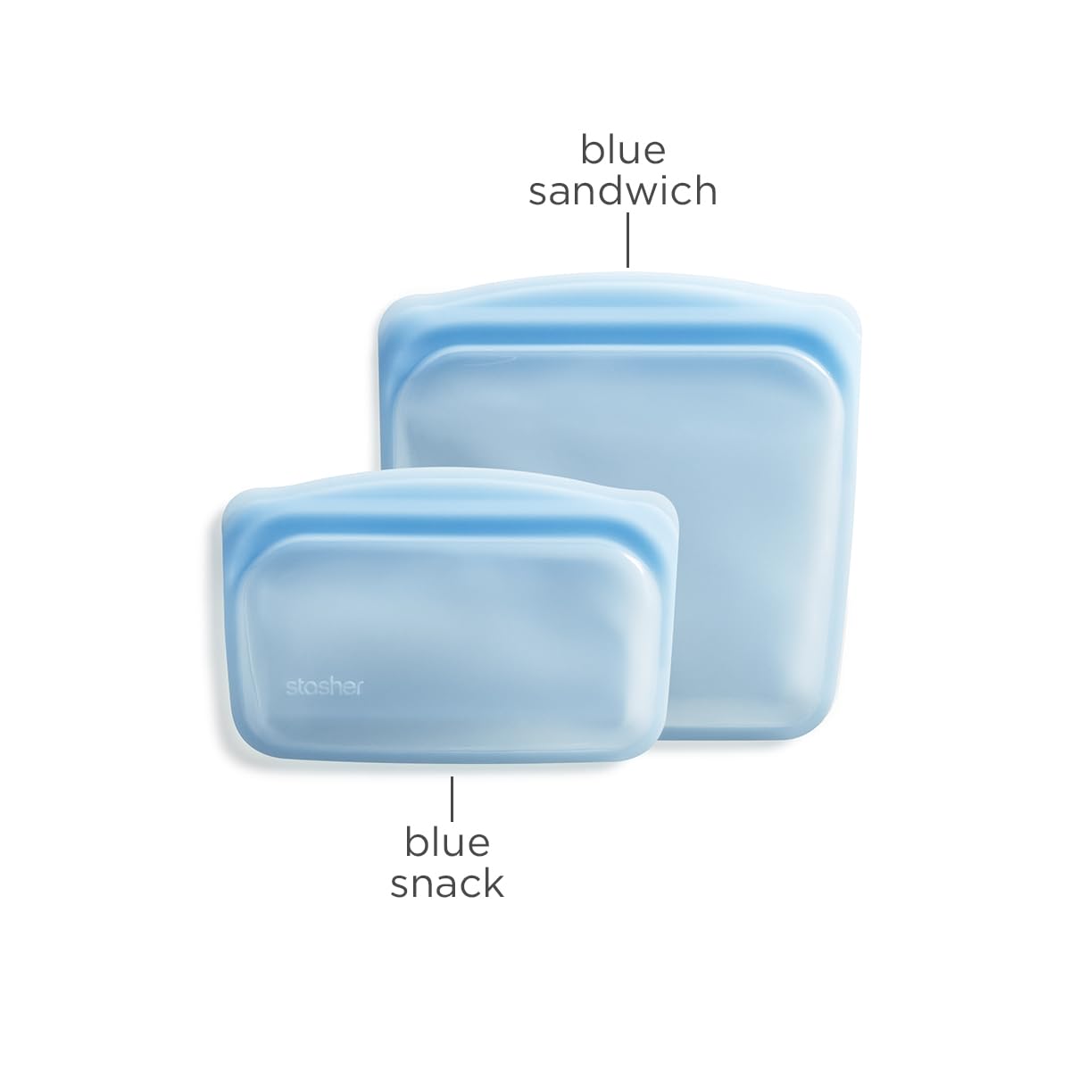 Stasher Premium Silicone Reusable Food Storage Bags, 2-Pack, Blue | Multi-Use Food Storage Bags, Lunch Bag, Travel Containers | BPA Free, Leak-free, Dishwasher-Safe, Eco-friendly