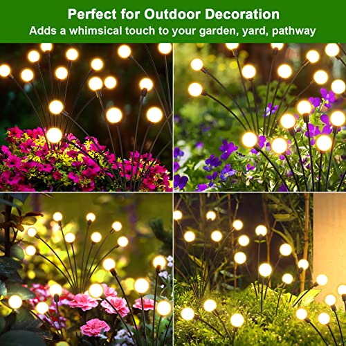 LETMY Solar Garden Lights - New Upgraded Solar Swaying Light, 8LED Starburst Solar Outdoor Lights, Solar Firefly Lights Outdoor Waterproof Solar Garden Decorative Lights for Yard Patio Pathway, 4 Pack