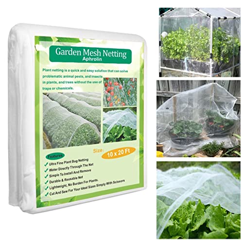 Garden Mesh Netting, Ultra Fine 10x20 Ft Insect Bug Netting Plant Cover for Protect Vegetable Crops Fruits Flowers, Tomato Protective Cover, Greenhouse Row Cover, Bird Netting, Blueberry Netting Cover