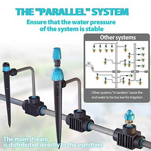 Drip Irrigation Kits,Garden Watering System for Outdoor Plants, Greenhouse Watering Automatic Kits,New Quick Connector 1/4 inch 1/2 inch Blank Distribution Tubing Water Saving Irrigation Micro Sprays