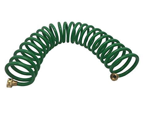 Recoil Hose Garden Hose EVA Curly Water Hose with Brass Connectors Watering Hose Coil Plastic Spring Hose Resistant Garden Coil Hose Self Coil Hose 25 FT, Green