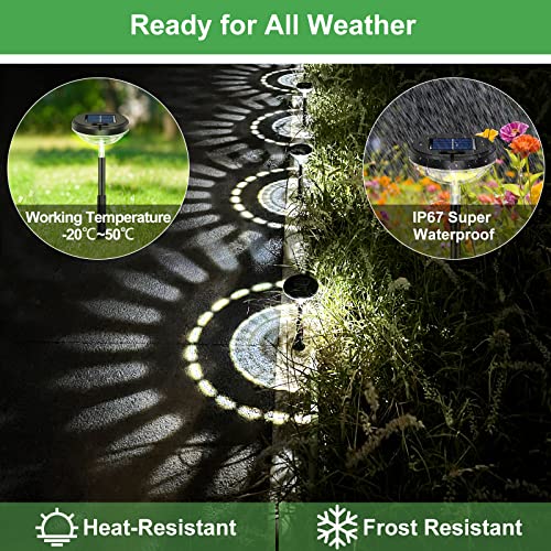 Bright Solar Pathway Lights 8 Pack,Warm White+Cool White LED Solar Lights Outdoor,IP67 Waterproof Solar Path Lights,Solar Powered Garden Lights for Walkway Yard Backyard Lawn Landscape Lighting Decor