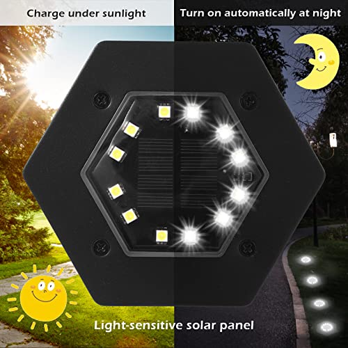 TAC TEC Solar Ground Lights Outdoor, 12 LEDs Waterproof Garden Solar Powered Lights, Bright Décor Solar Landscape Lighting for Driveway/Pathway/Walkway, Inground Lights for Yard (Cool White, 10 Pack)