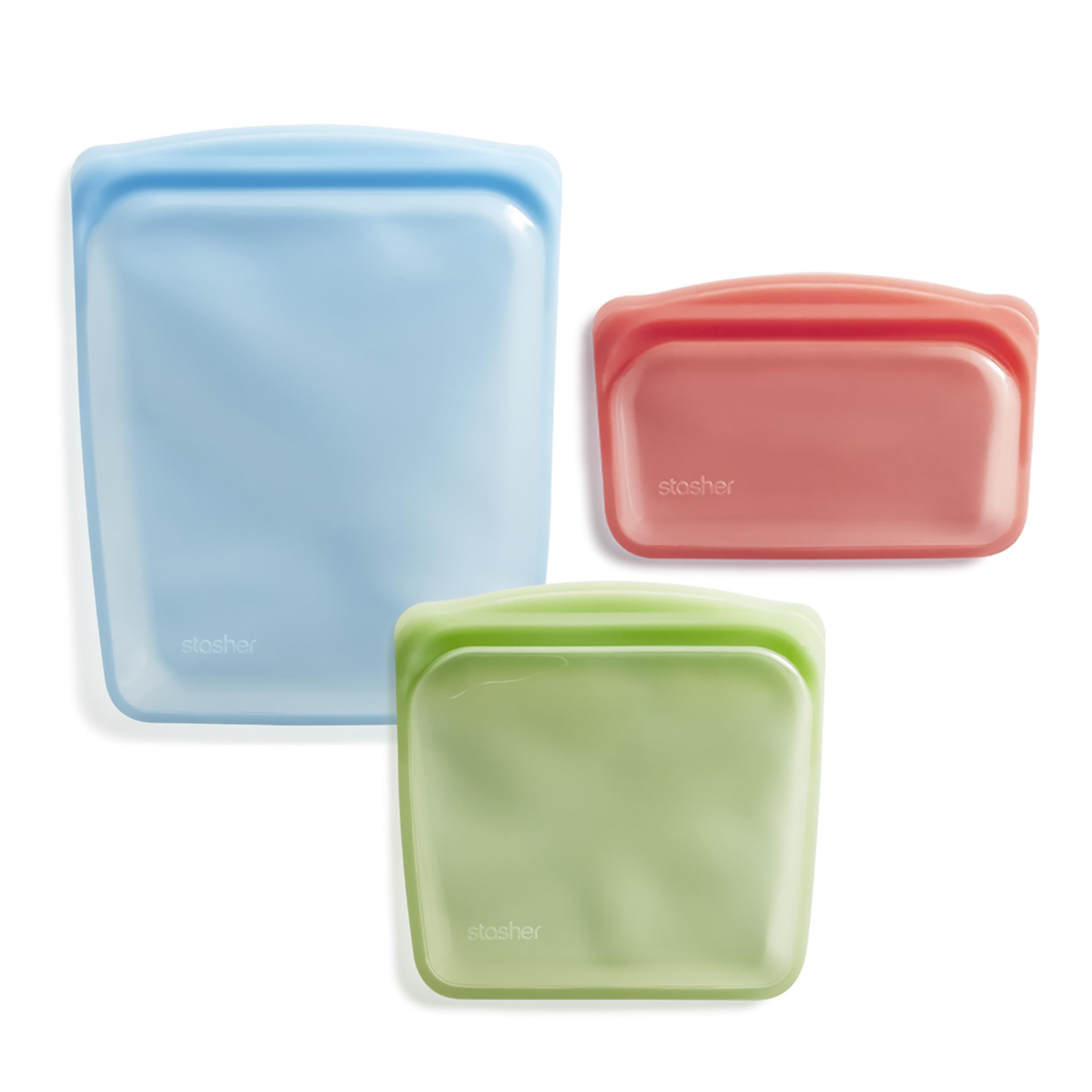 Stasher Premium Silicone Reusable Food Storage Bags, 3-Pack, Multi | Multi-Use Food Storage Bags, Lunch Bag, Travel Containers | BPA Free, Leak-free, Dishwasher-Safe, Eco-friendly