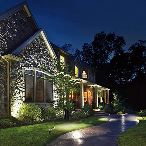 CINOTON Low Voltage Landscape Spotlights Outdoor, Solid Brass Directional Uplights Included MR16 LED Bulb Ground Stake Spot Up Landscape Lighting Fixture for Garden Patio