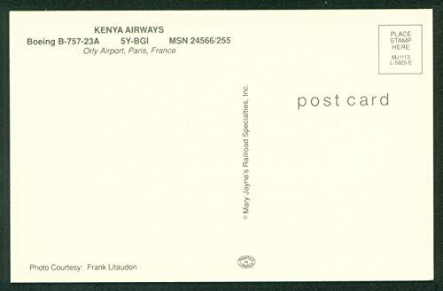 Kenya Airways Boeing B-757 Orly Airport Paris France Airline Airplane Postcard