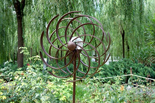 Solar Wind Spinner Willow Leaves-Improved 360 Degrees Swivel Multi-Color LED Lighting Solar Powered Glass Ball with Kinetic Wind Spinner-Metal Sculpture Construction-Outdoor Yard Lawn & Garden