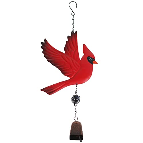 Tinsow Cardinal Bird Wind Chime Portable Wind Bell Outdoor Chime Outdoor Decoration Hanging Decor for Patio, Deck, Yard, Garden (Red-Flaping)