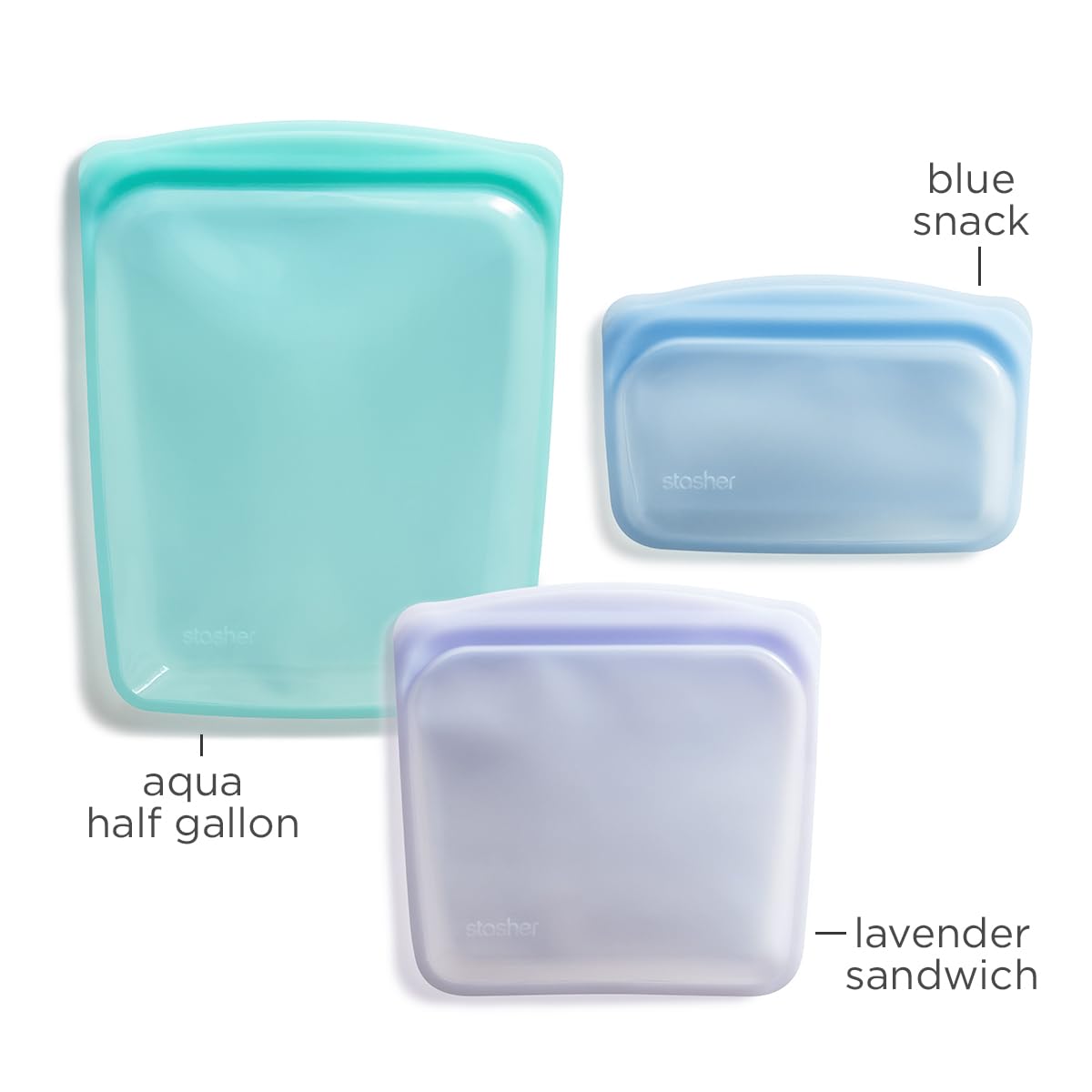 Stasher Premium Silicone Reusable Food Storage Bags, 3-Pack, Multi | Multi-Use Food Storage Bags, Lunch Bag, Travel Containers | BPA Free, Leak-free, Dishwasher-Safe, Eco-friendly