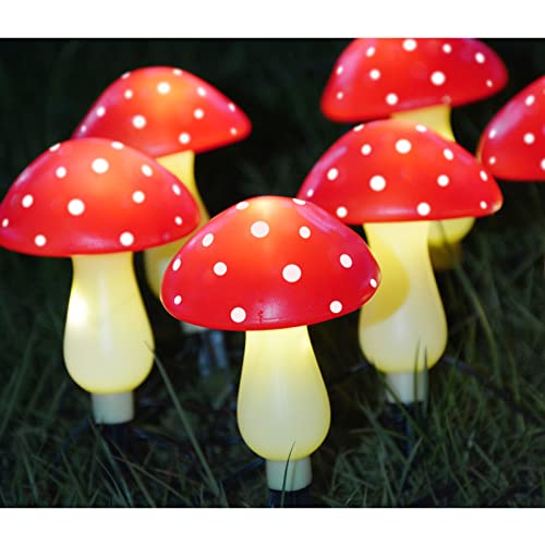 Homeleo Upgraded 8 Pack Red Mushroom Solar Lights for Outdoor Garden Decor, Waterproof Solar Powered Fairy Lights for Yard Fence Lawn Decking Pathway Landscape Lighting Halloween Christmas Decorations