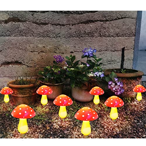 Homeleo Upgraded 8 Pack Red Mushroom Solar Lights for Outdoor Garden Decor, Waterproof Solar Powered Fairy Lights for Yard Fence Lawn Decking Pathway Landscape Lighting Halloween Christmas Decorations